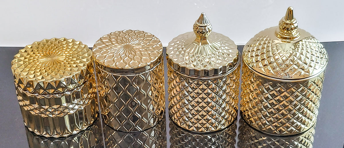 Gold glass jars, containers and vessels for candle making – Captivating ...